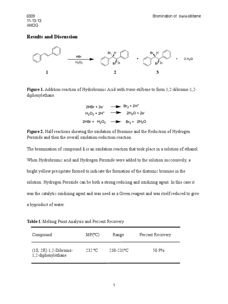 Bromination of TPM Lab Report | PDF | Aromaticity | Redox