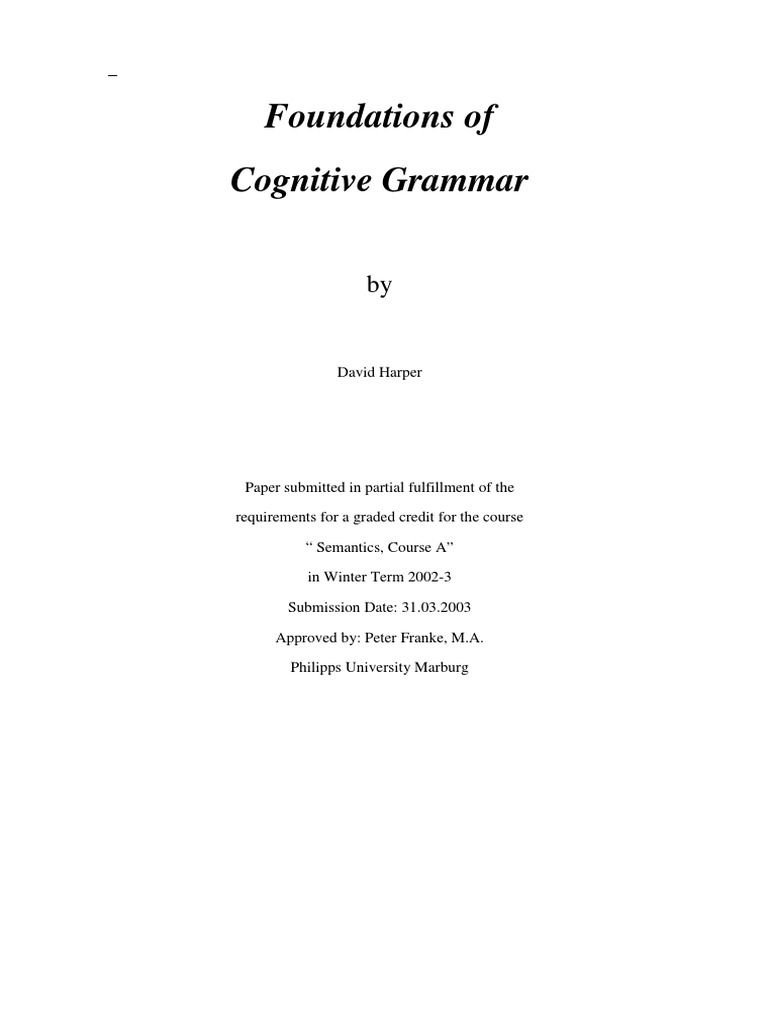 Foundations of Cognitive Grammar | PDF | Semantics | Linguistics