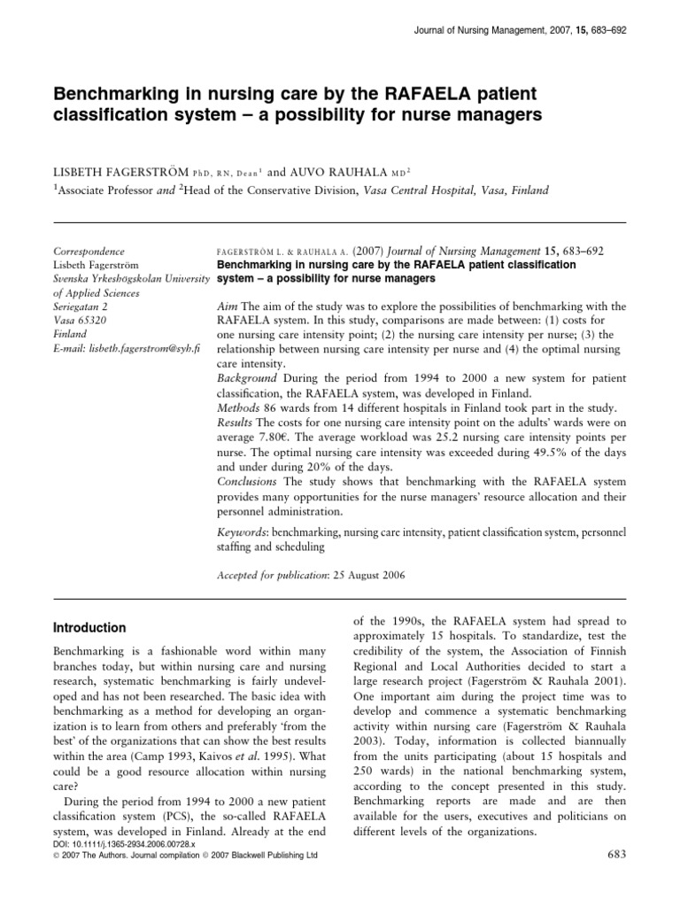 Benchmarking in Nursing Care | PDF | Hospital | Benchmarking
