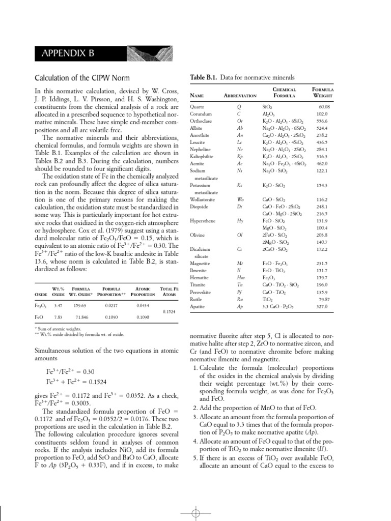 CIPW Norm Calculation Guide | PDF | Crystalline Solids | Minerals