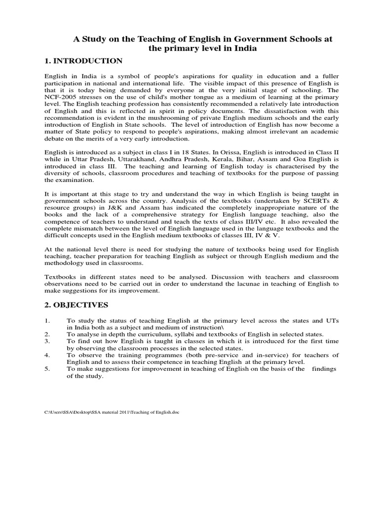 Teaching of English | PDF | Teachers | Curriculum