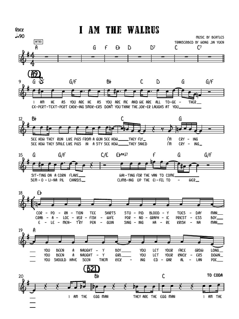 I Am The Walrus Chords | I Am The Walrus Chords Pdf – BUVOWM