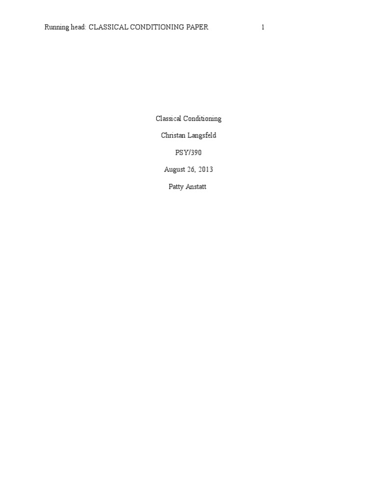 Week 4 Classical Conditioning | PDF | Classical Conditioning ... Week 4 Classical Conditioning | PDF | Classical Conditioning ...