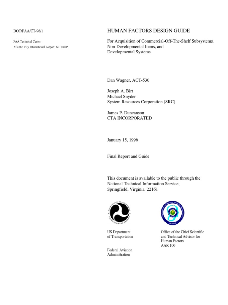 FAA Human Factors Design Guide | PDF | Federal Aviation Administration ...
