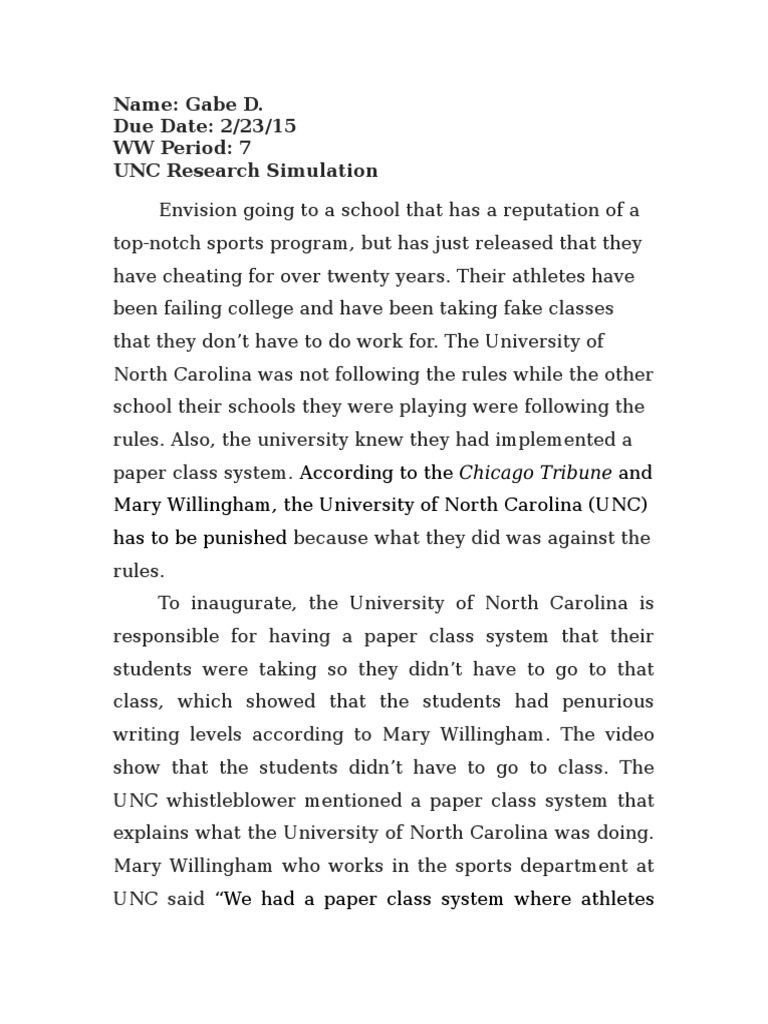 UNC Cheating Scandal: Paper Classes Exposed | PDF | University Of North ...