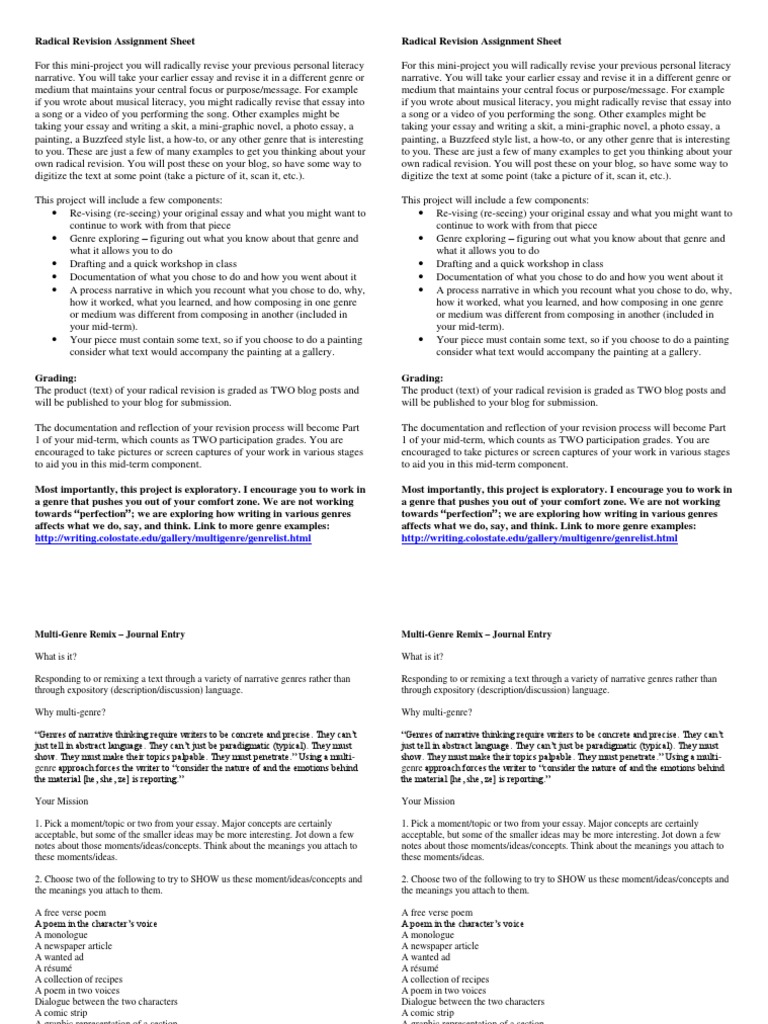 Radical Revision & Multi-Genre Guide | PDF | Genre | Essays