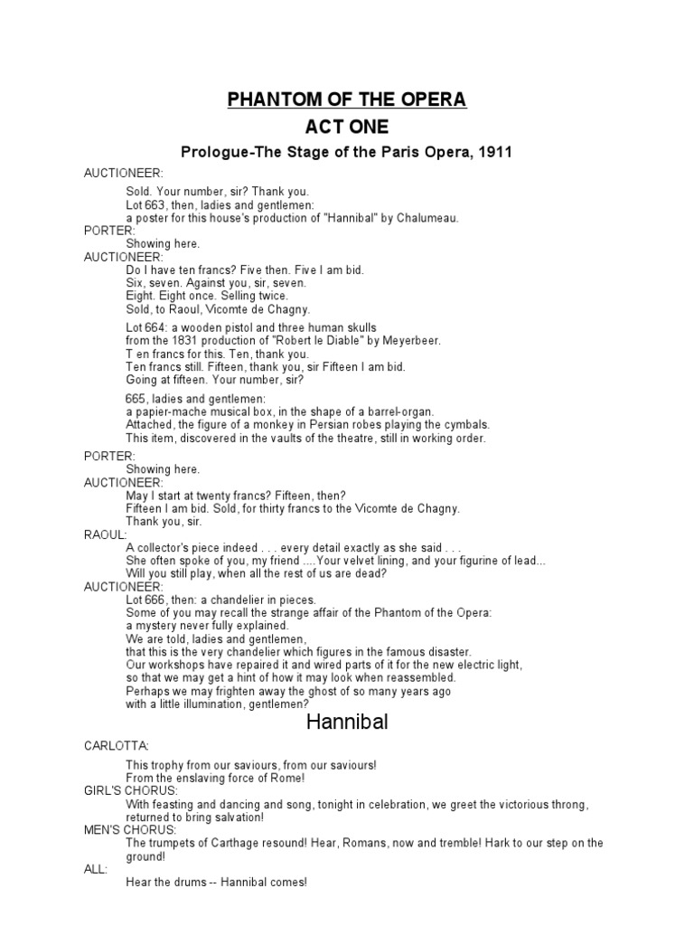 Phantom of the Opera Script/Libretto
