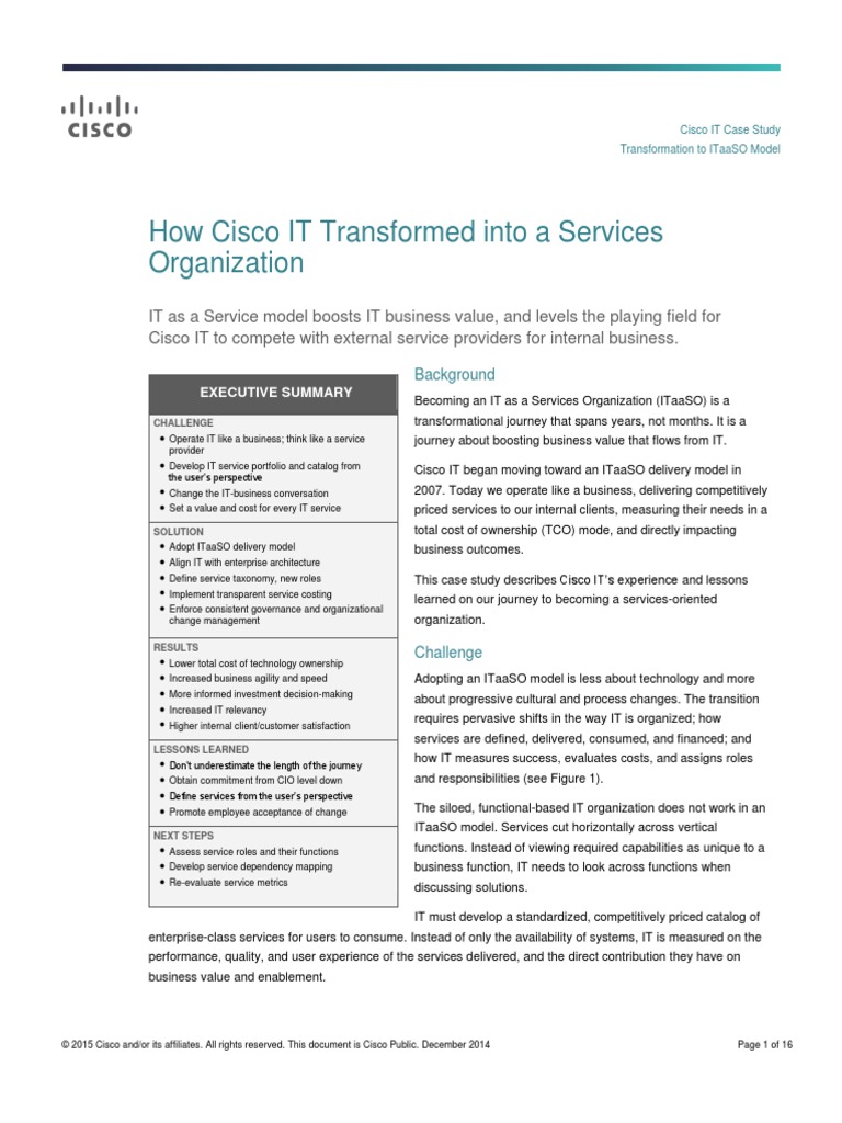 How Cisco IT Transformed Into A Services Organization | PDF | Business ...
