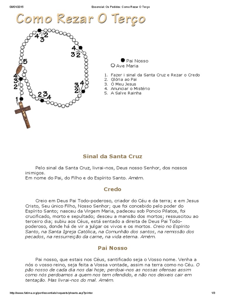 Como Rezar o Terço e Oração do Credo | PDF | Rosário | Maria, mãe de Jesus