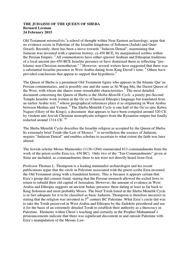 The Judaism of The Queen of Sheba | PDF | Queen Of Sheba | Torah