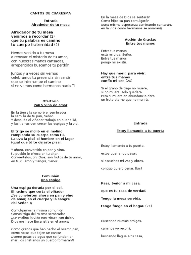 Cantos Cuaresma | PDF | Cristo (título) | eucaristía