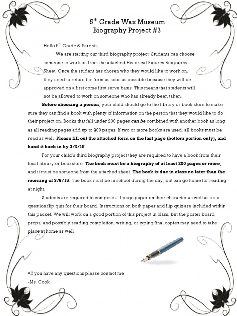 5th Grade Biography Project | PDF | Museum | Government