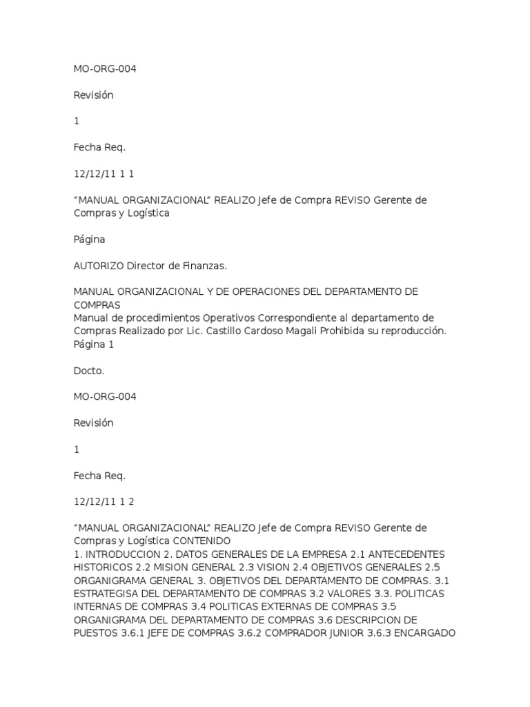 Ejemplo de Manual de Compras | PDF | Presupuesto | Calidad (comercial)