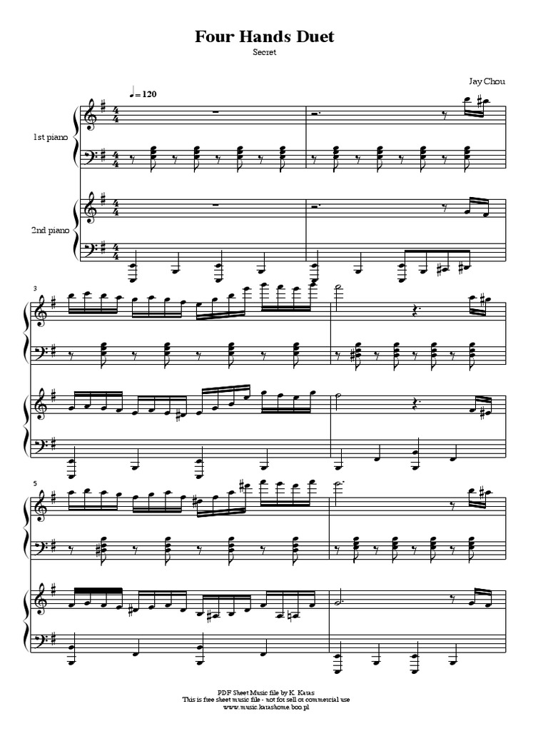 Secret 4 Hands Duet Jay Chou | PDF | Cooking, Food & Wine