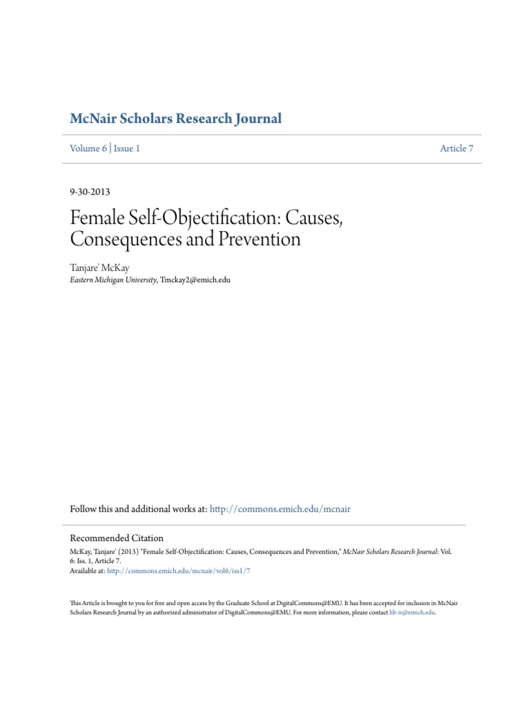 Female Self Objectification | PDF | Gender Role | Psychology