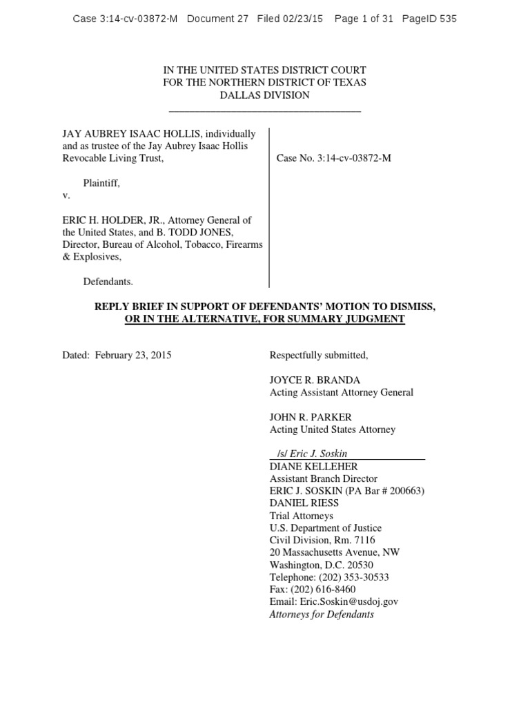 #27 Def Reply Brief | PDF | Second Amendment To The United States ...