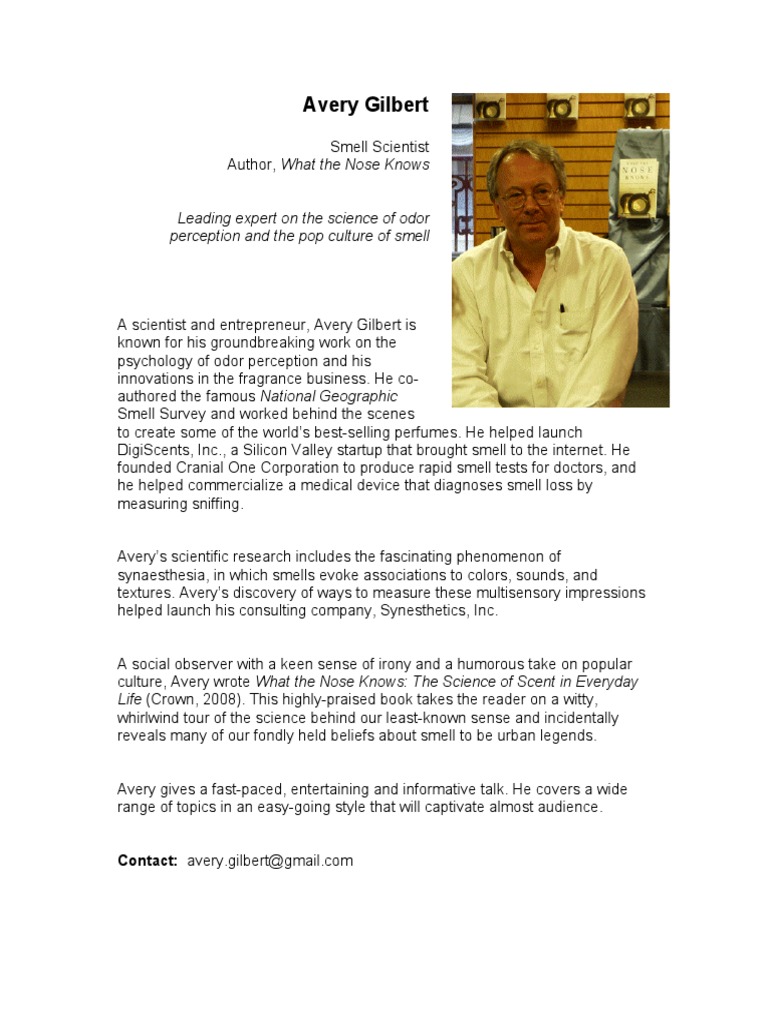 Avery Gilbert - Speaker 2009-05-01 PDF | PDF | Odor | Perfume