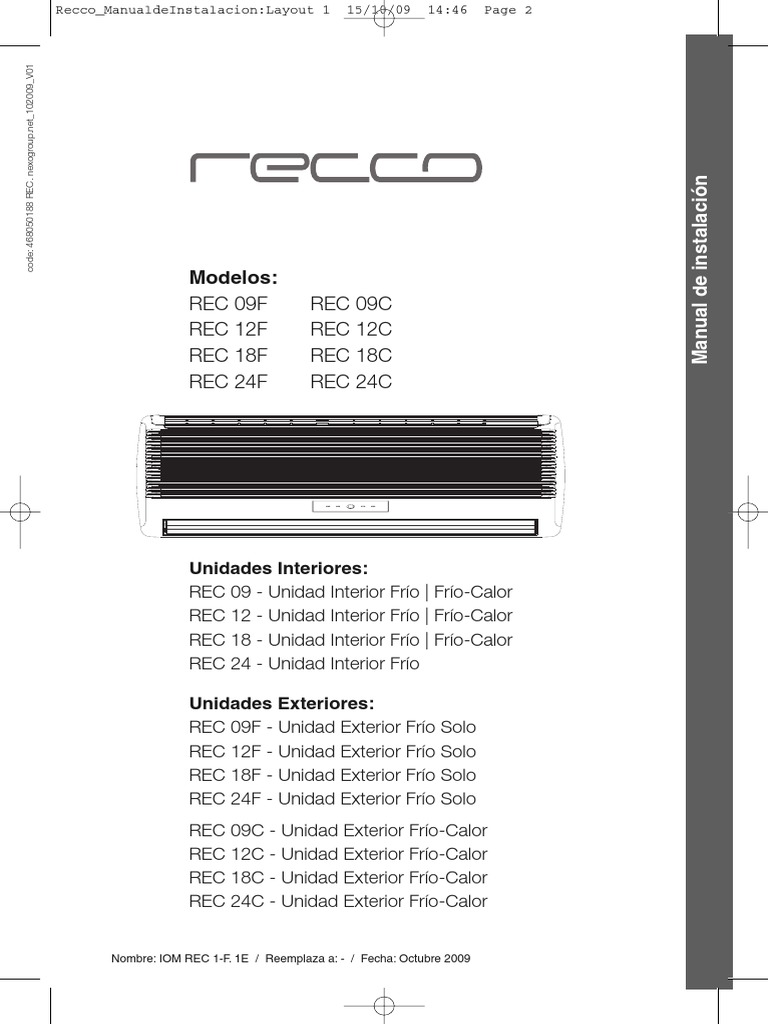 Recco Manualdeinstalacion | PDF | Descarga eléctrica | Bomba