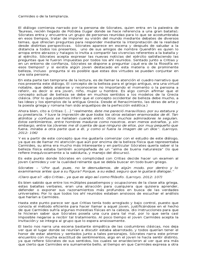 Carmides o de La Templanza | PDF | Sócrates | Atenea