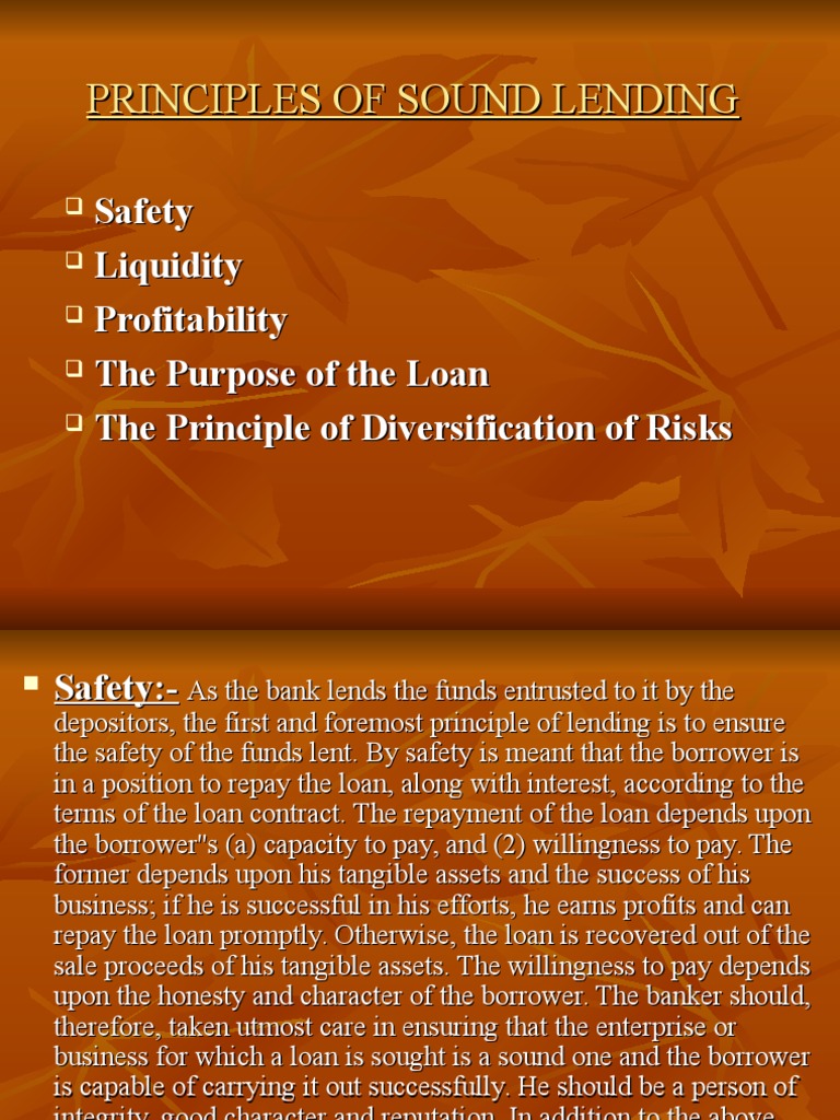 Principles of Sound Lending | PDF | Banks | Loans
