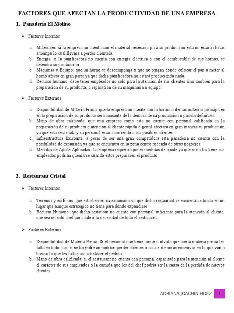 Factores Que Afectan La Productividad de Una Empresa | PDF | Recursos humanos | Science