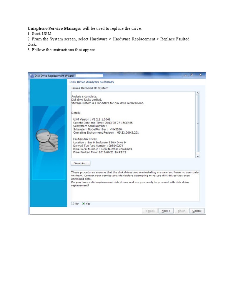 Disk Replacement in Unisphere Service Manager | PDF