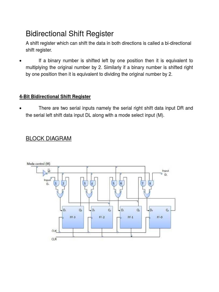 Bidirectional Shift Register | PDF