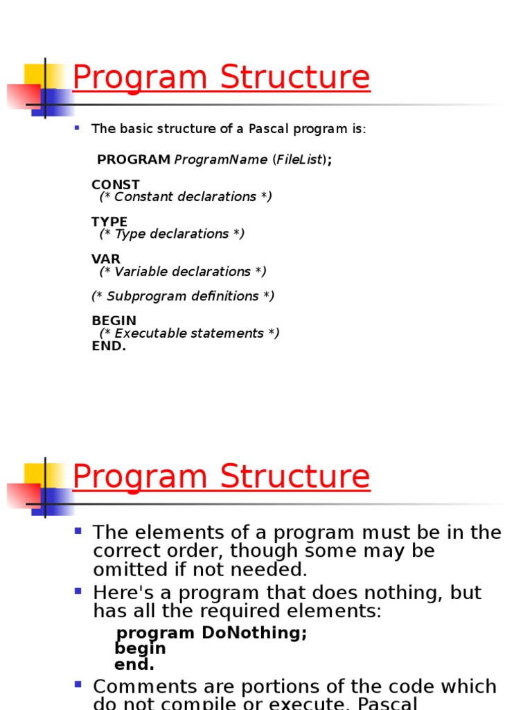 Program Structure Pascal | Download Free PDF | Data Type | Boolean Data Type