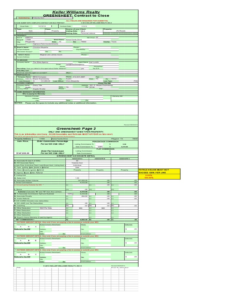 Greensheet Kenai PDF | PDF | Financial Transaction | Sales