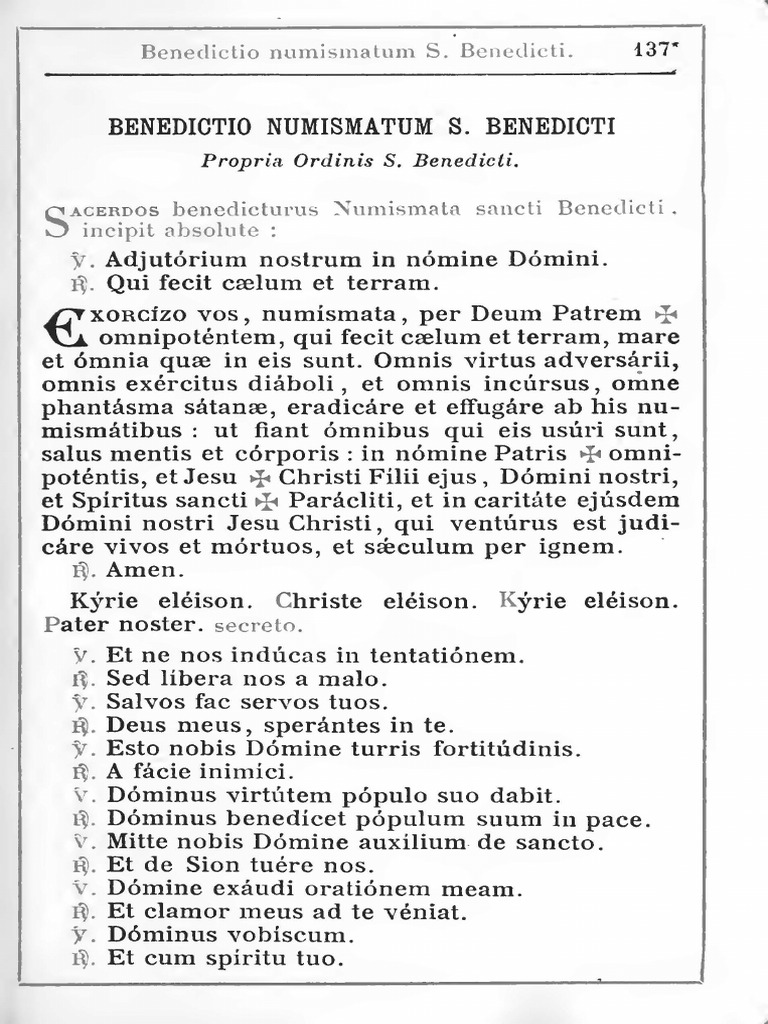 Blessing-St Benedict Medal-b&W-latin Text Full Size 1906 & English 1964 ...