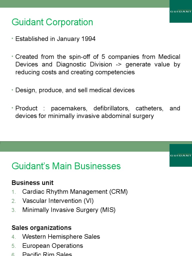 Guidant Corporation: Medical Device Overview | PDF | Risk Management ...