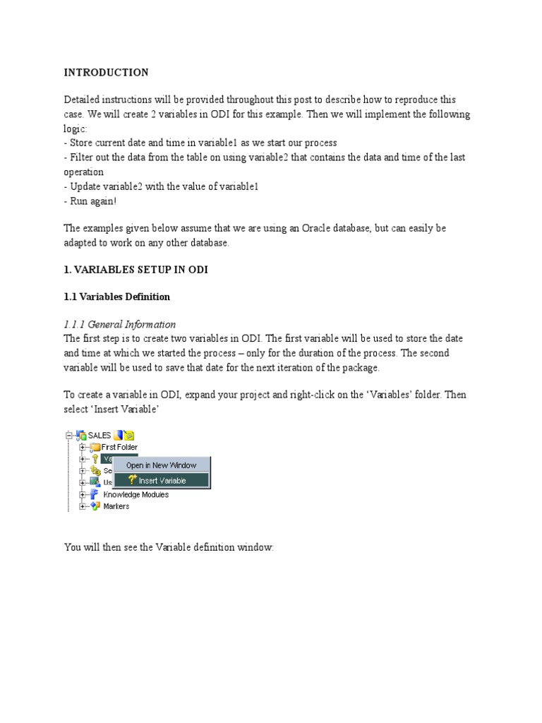 Oracle ODI Variable Setup Guide | PDF | Variable (Computer Science ...