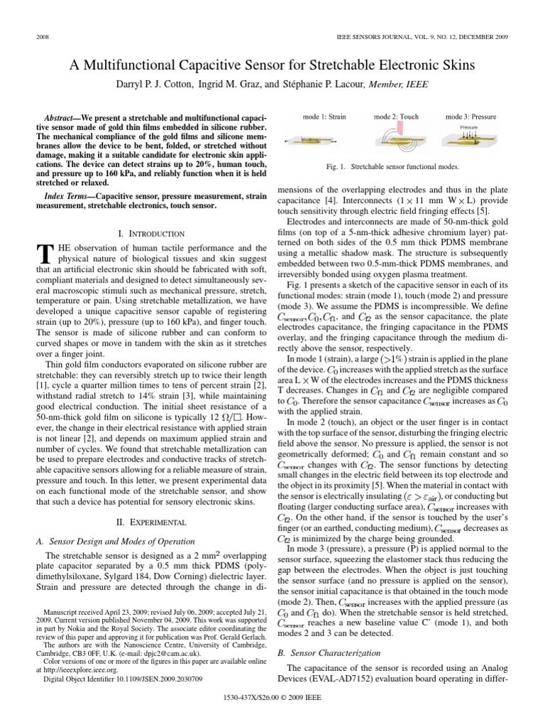A Multifunctional Capacitive Sensor For Stretchable Electronic Skins ...