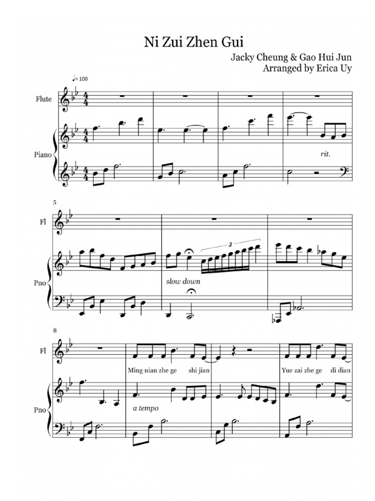 Ni Zui Zhen Gui by Jacky Chueng Music Sheet | PDF