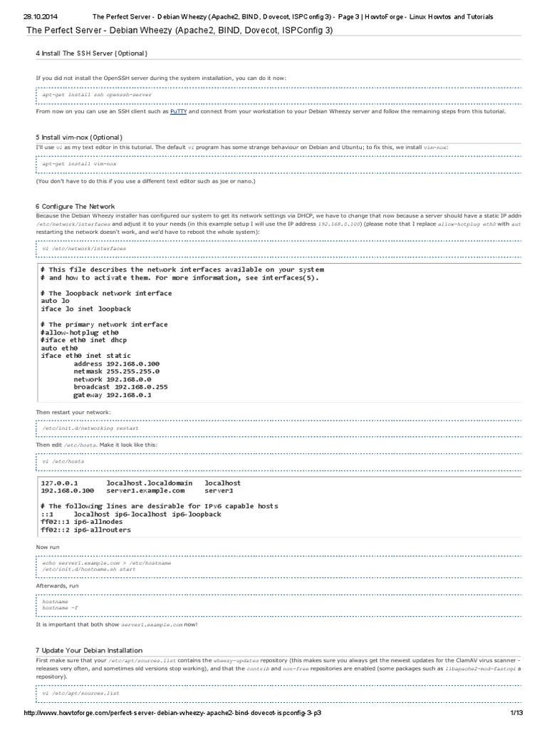 The Perfect Server-Debian Wheezy (Apache2 BIND Dovecot ISPConfig 3) | PDF | Transport Layer ...