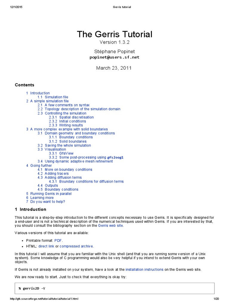 Gerris Tutorial | PDF | Parameter (Computer Programming) | Maxima And ...
