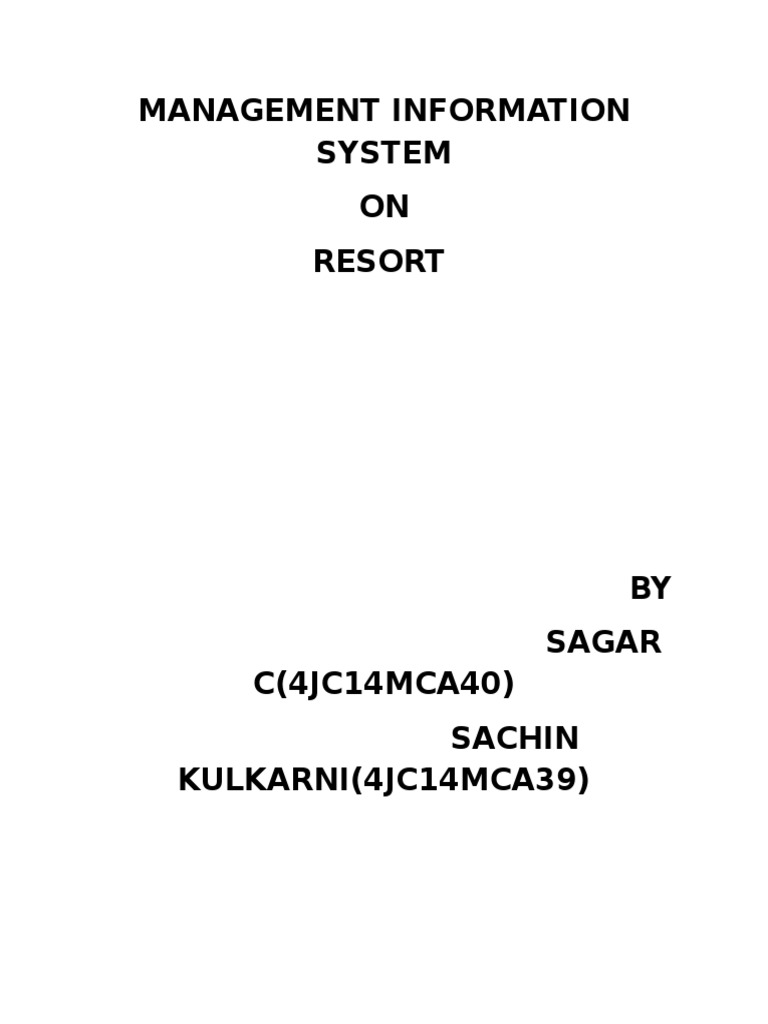 Resort Management System For Project | PDF | Feasibility Study | Databases