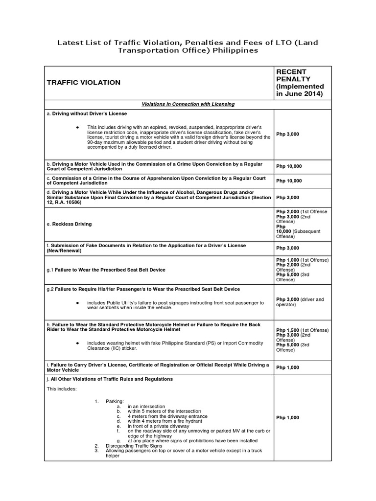 Traffic Violations PDF | Traffic | Driving