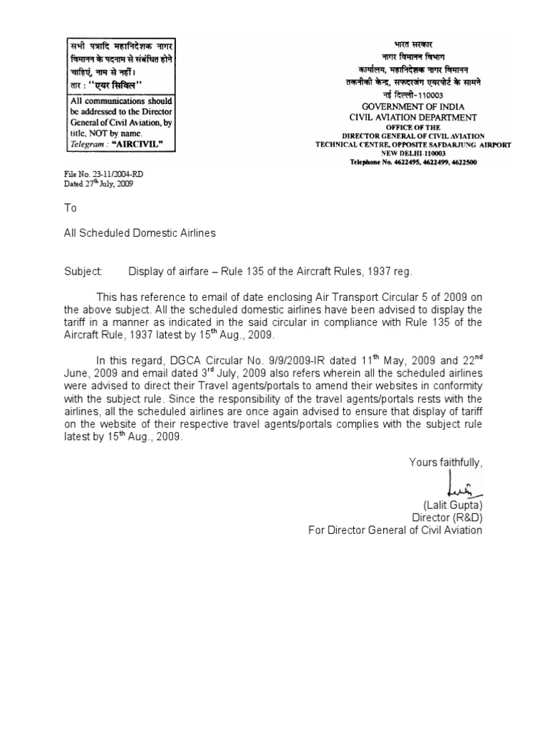 Airfare Display Compliance Directive | PDF