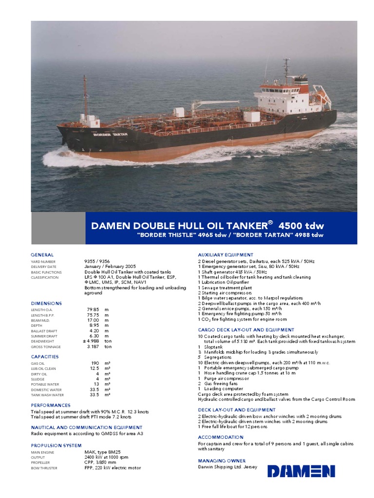Double Hull Oil Tanker 4500 Border Tartan | Oil Tanker | Water Transport