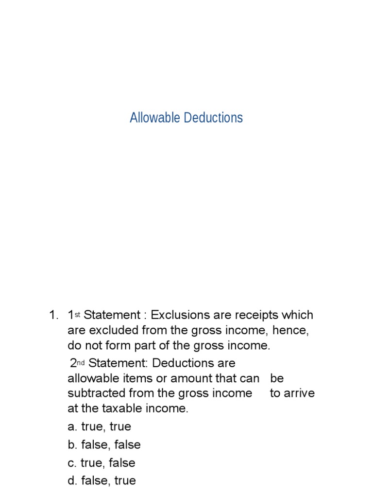 Allowable Deductions MC | PDF | Expense | Tax Deduction