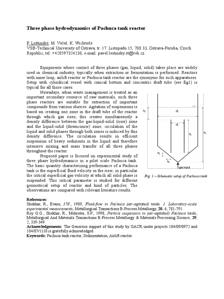 Three phase hydrodynamics of Pachuca tank reactor | PDF
