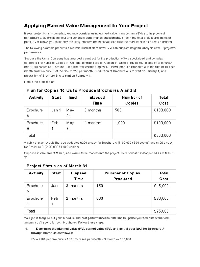 Applying Earned Value Management To Your Project | PDF | Business | Economies