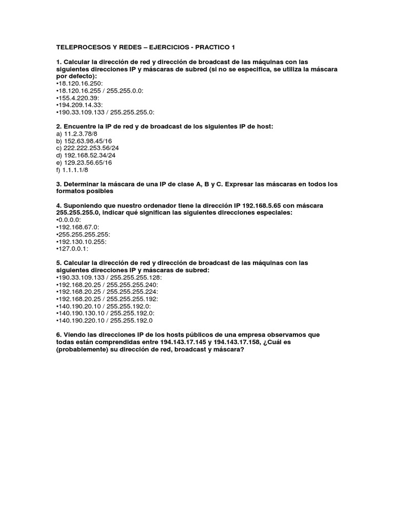Cálculo de Redes y Subredes IP | PDF | Protocolos de capa de red ...