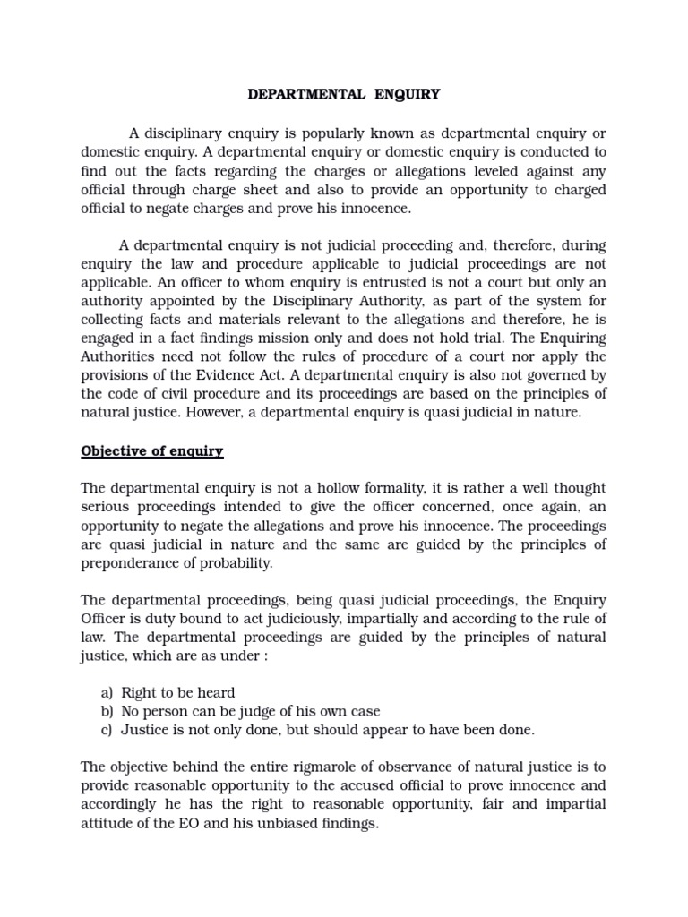 Departmental Enquiry - Scribd | PDF
