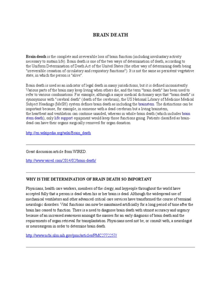 Understanding Brain Death and Its Implications | PDF