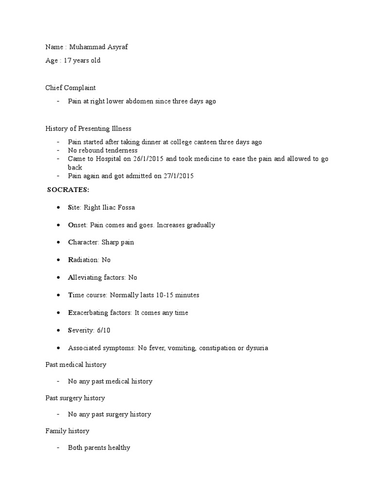 Appendicitis Case Write Up | PDF | Gastroenterology | Health Sciences