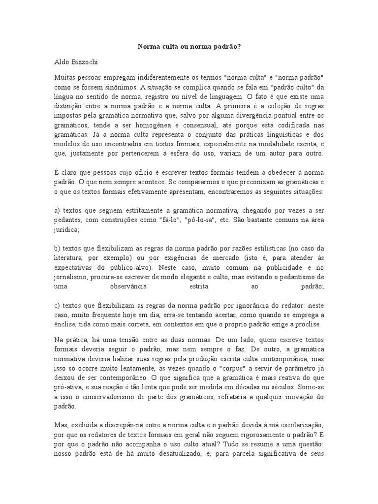 Norma Culta Ou Norma Padrão | PDF | Gramática | Escrita