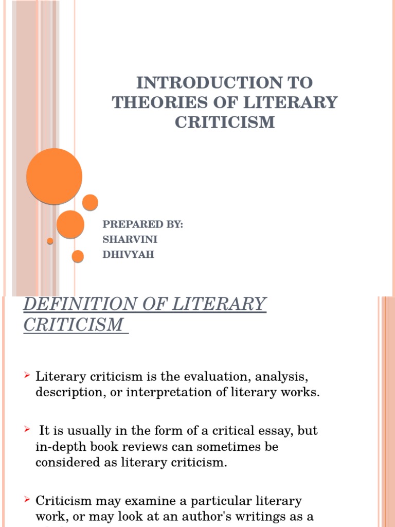 Introduction To Theories of Literary Criticism | PDF | Feminism ...