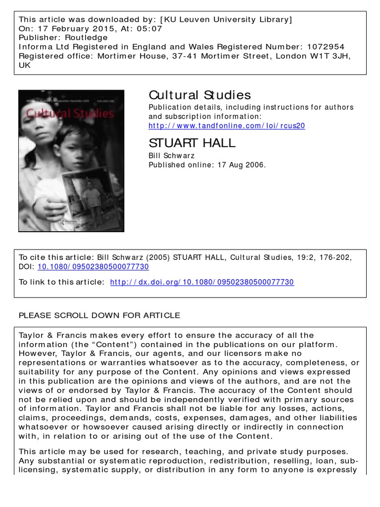 Cultural Studies: Stuart Hall | PDF | Cultural Studies | Sociology